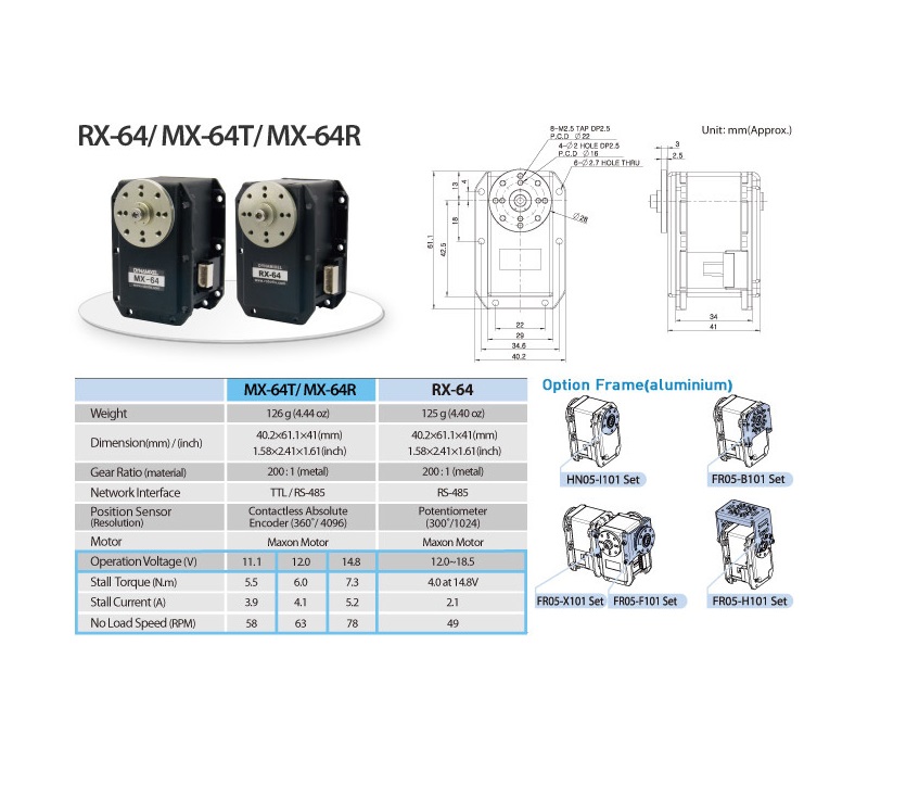 DYNAMIXEL MX-64R (SOBREPEDIDO) - SANDOROBOTICS