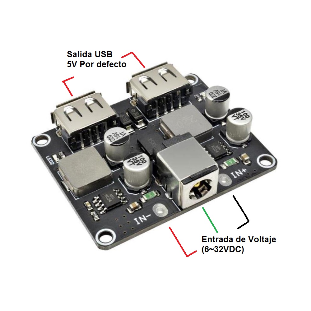 Módulo de Carga Rápida MH-KC24 - 12V/24V a QC3.0 (2 Canales) - SANDOROBOTICS
