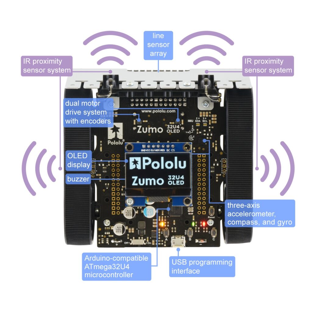Sumo Robot 32U4 Ensamblado Con Pantalla OLED y Motores HP 100:1 ...