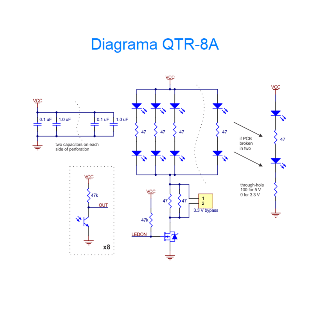 Sensor Reflectivo Analogico QTR-8A - SANDOROBOTICS