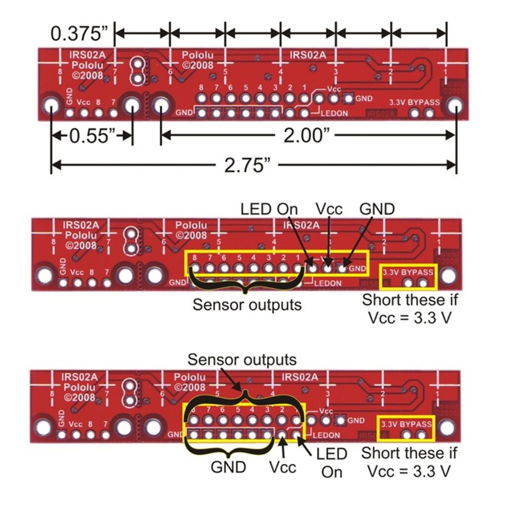 Sensor Reflectivo Digital QTR-8RC - SANDOROBOTICS
