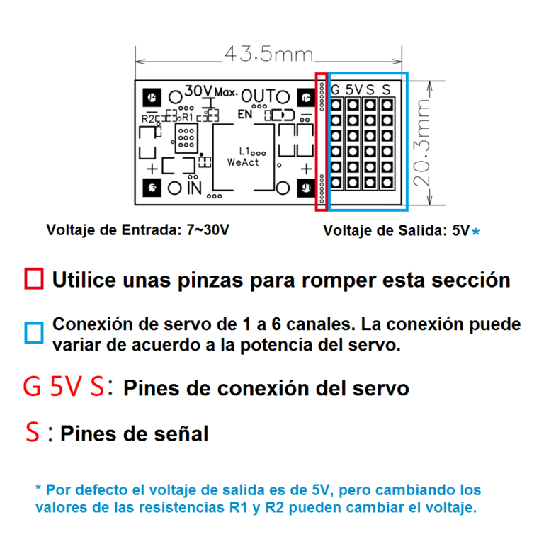 Módulo de Alimentación de 6 Canales con Regulador de Voltaje MP2482/SY8205 - SANDOROBOTICS
