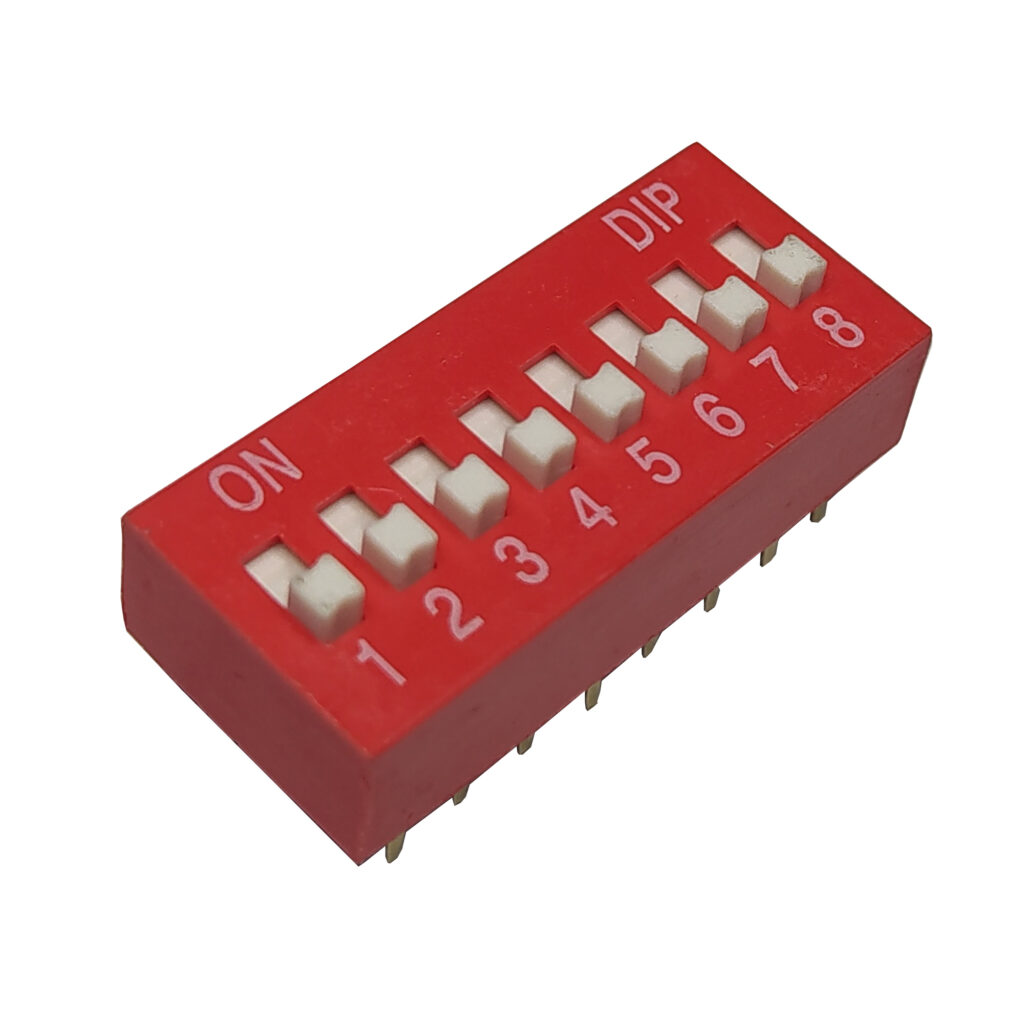 Switch Deslizable Rojo (Dip Switch) — 8 Posiciones. - SANDOROBOTICS