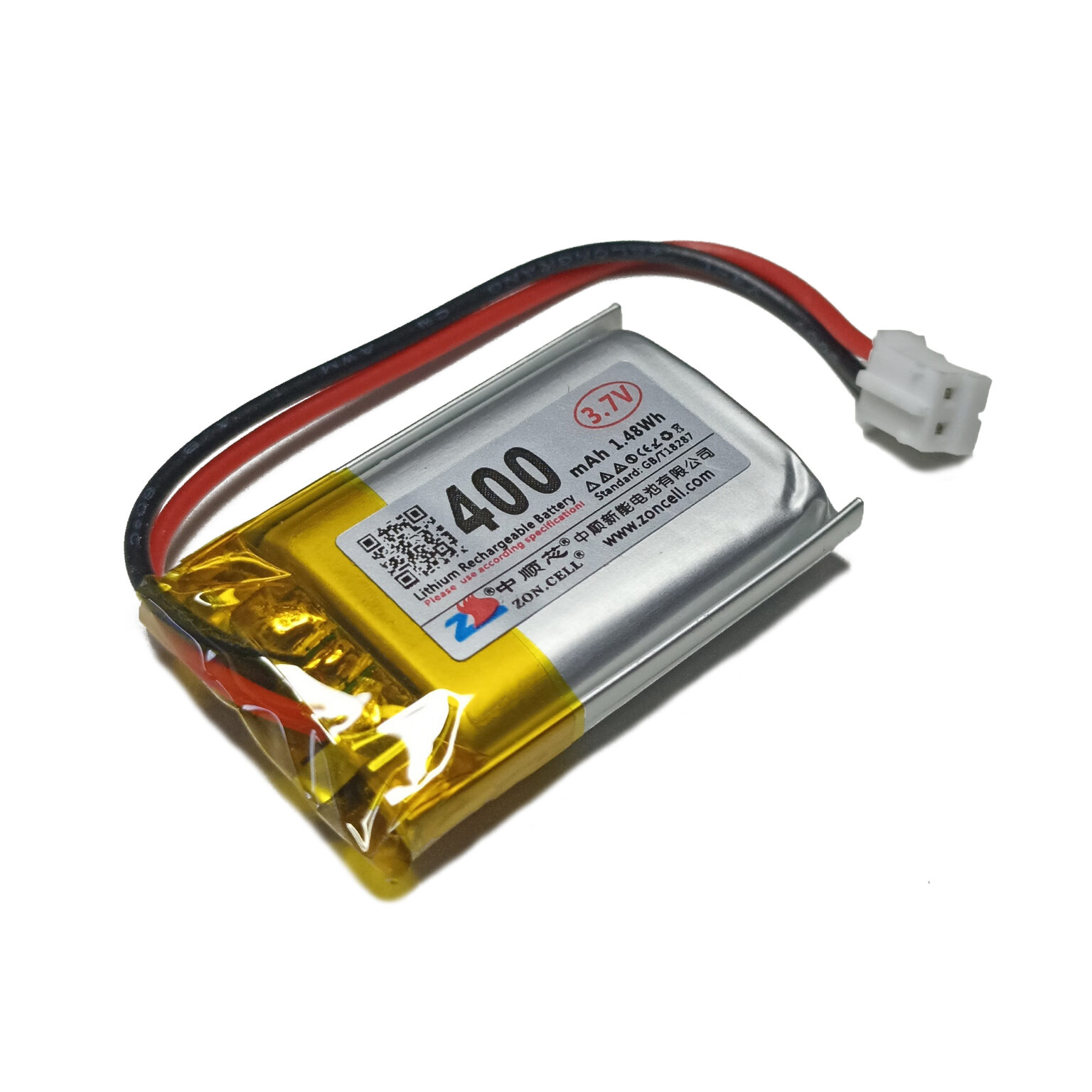 Batería LiPo 3.7 V, 400mAh 1S1P 2C - SANDOROBOTICS
